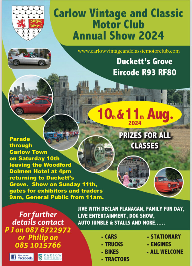 Carlow Vintage & Classic Motor Club Annual Show 2024 - Carlow Tourism